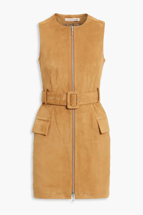Alexa Chung Marnie Belted Suede Mini Dress Brown Uk 12 In Camel - 70% Off |  Editorialist