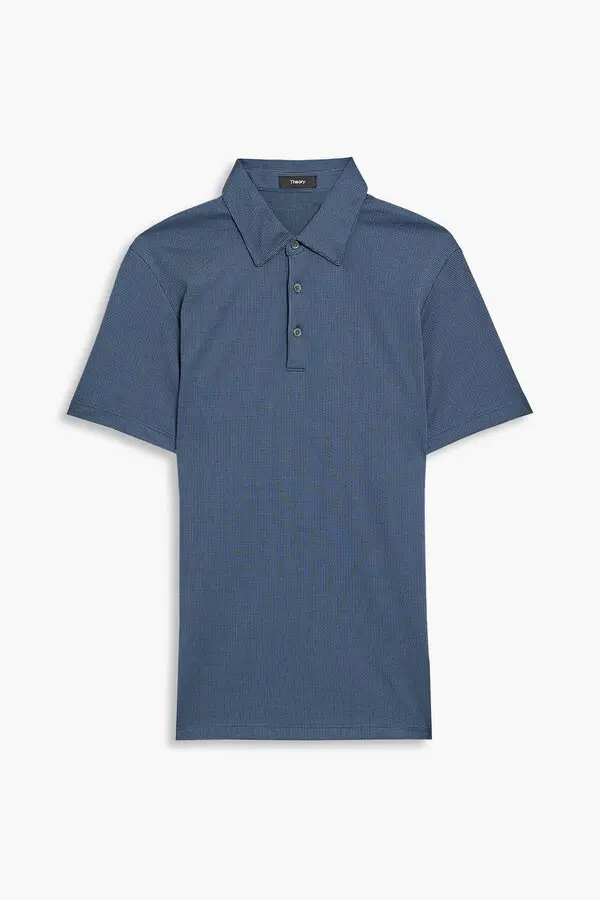 Theory Jacquardknit Cottonblend Polo Shirt - Petrol