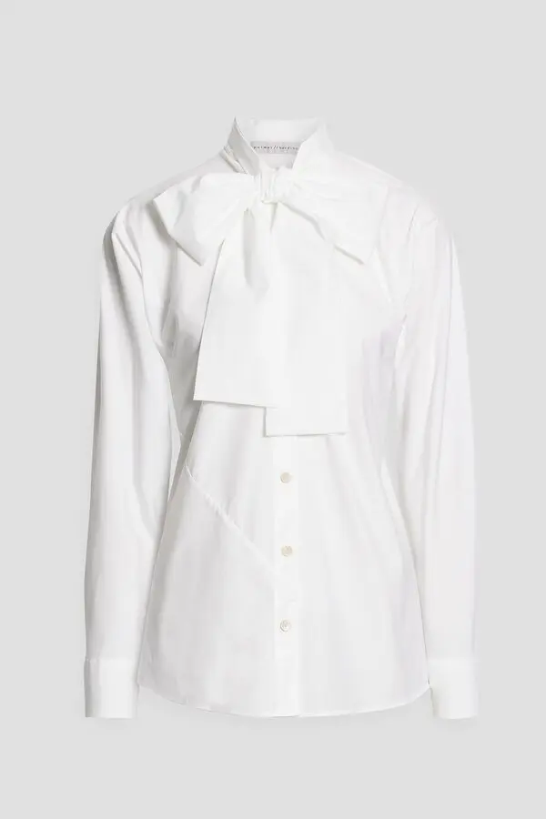Palmer//harding Pussybow Cottonblend Poplin Blouse