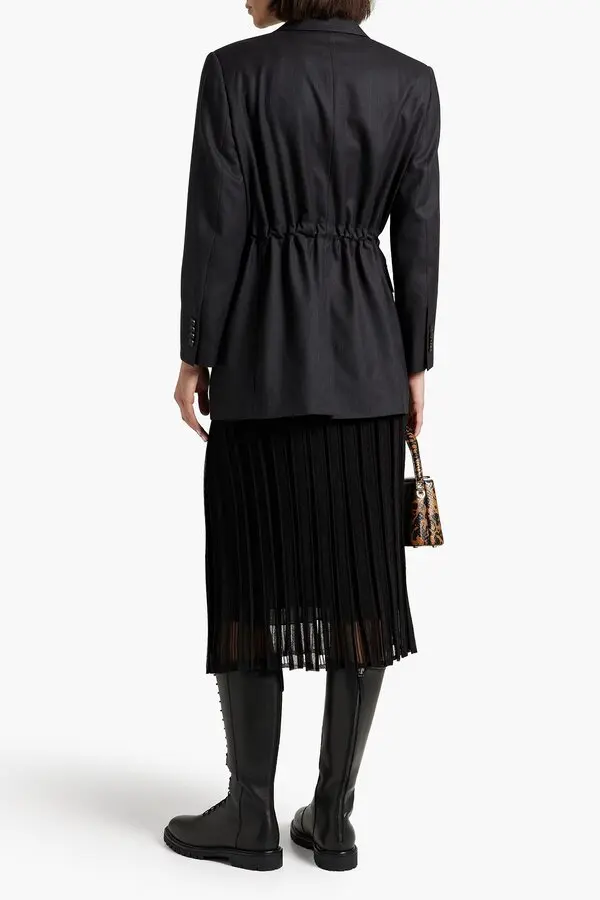 FERRAGAMO Pleated Silk Mesh Midi Skirt