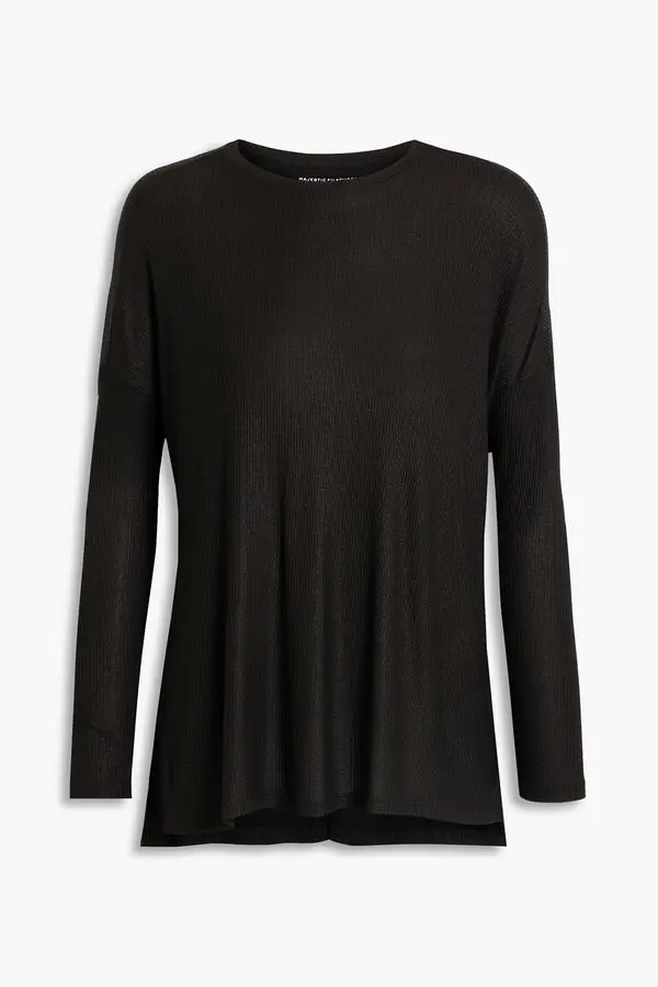 Majestic Filatures Metallic Ribbedknit Top