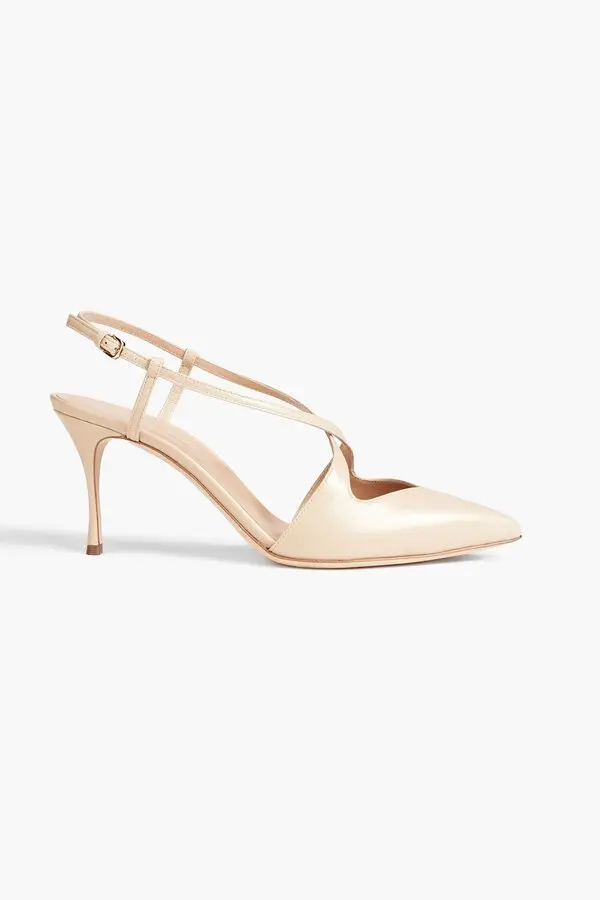 SERGIO ROSSI Cutout Leather Slingback Pumps