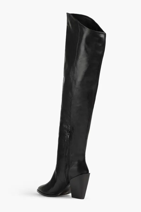 chinese dress ladies London Sleek Leather Dress Boots for Slim Calves 7 / Black Leather / Slim