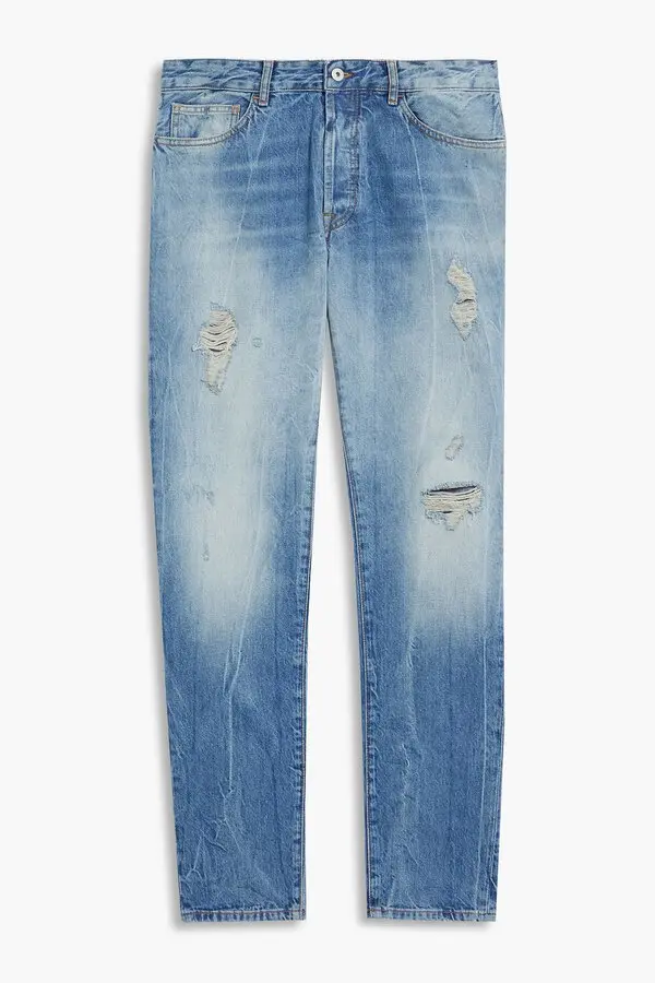 MARCELO BURLON COUNTY OF MILAN Slimfit Distressed Denim Jeans - Light Denim