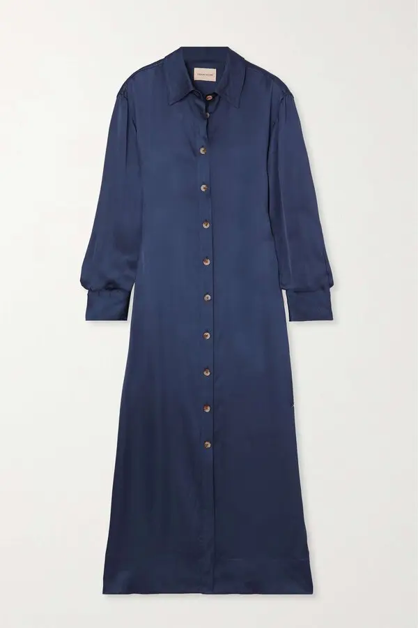 LOULOU STUDIO Ara Satin Maxi Shirt Dress