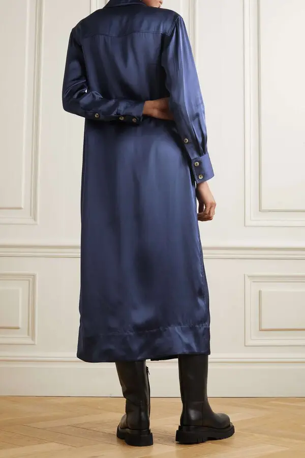LOULOU STUDIO Ara Satin Maxi Shirt Dress