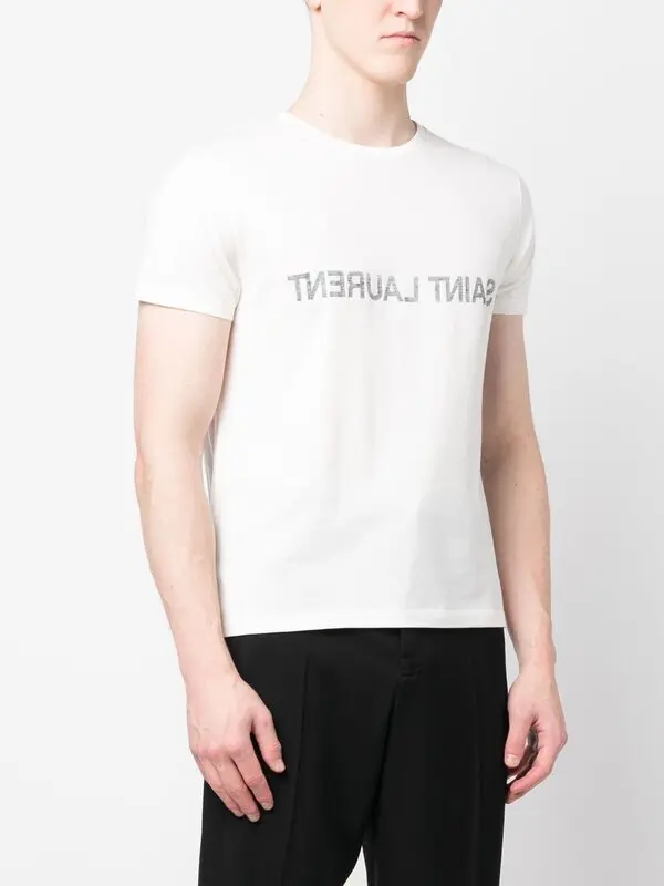 Saint Laurent Reverse Cotton T-shirt - Neutrals