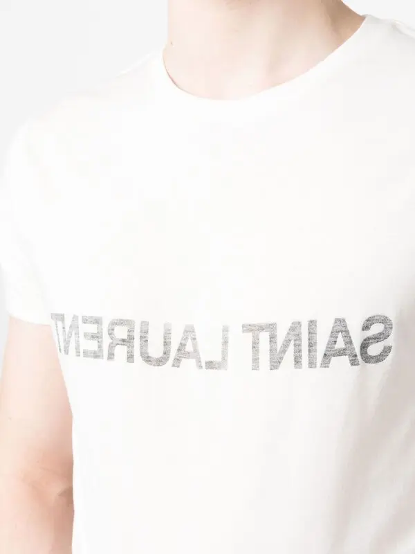 Saint Laurent Reverse Cotton T-shirt - Neutrals