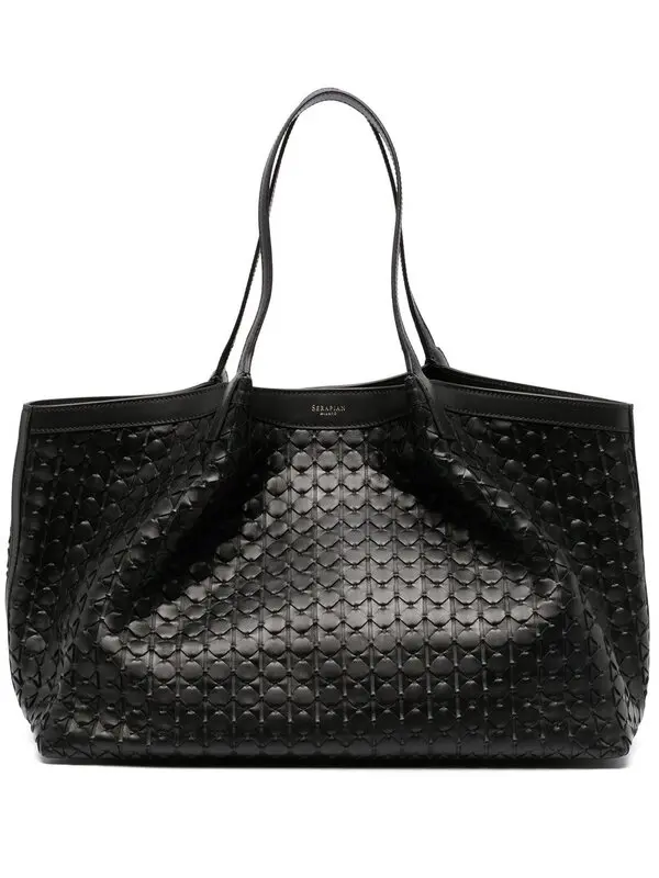 SERAPIAN Textured Shoulder Bag - Black