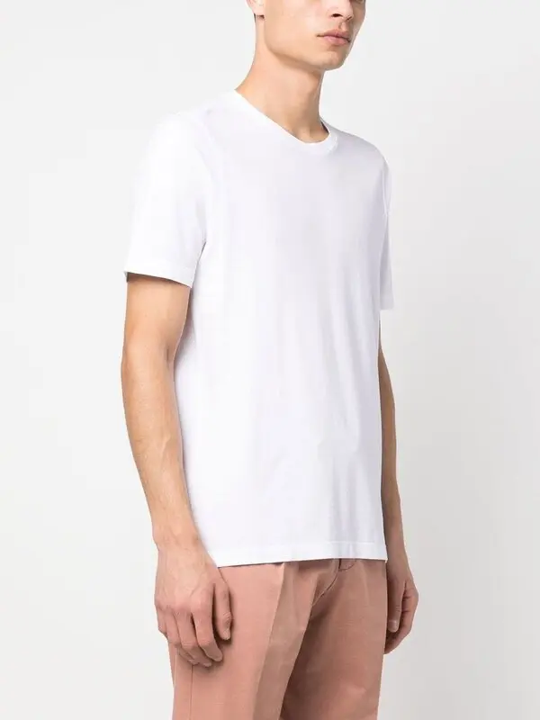 LARDINI Round Neck Short-sleeve T-shirt - White