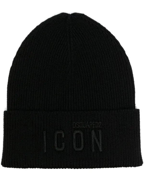 Dsquared2 Icon Logo-embroidered Wool Beanie - Black