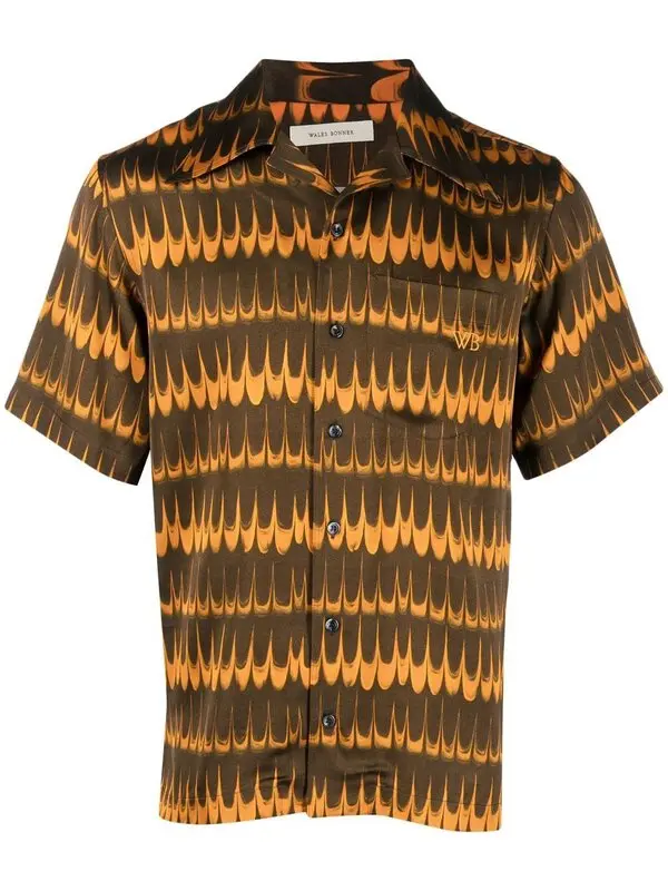 WALES BONNER Geometric-print Short-sleeve Shirt - Orange