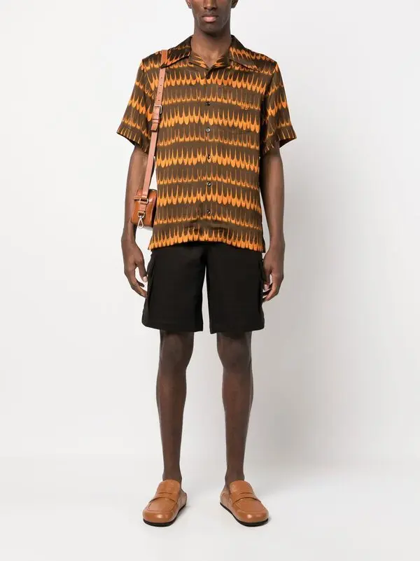WALES BONNER Geometric-print Short-sleeve Shirt - Orange