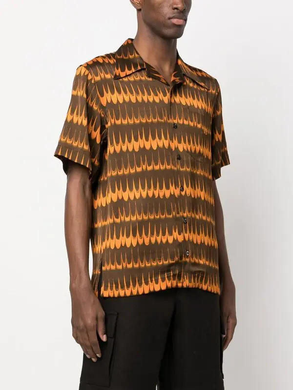 WALES BONNER Geometric-print Short-sleeve Shirt - Orange