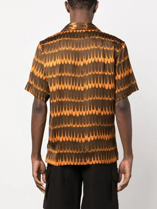 WALES BONNER Geometric-print Short-sleeve Shirt - Orange