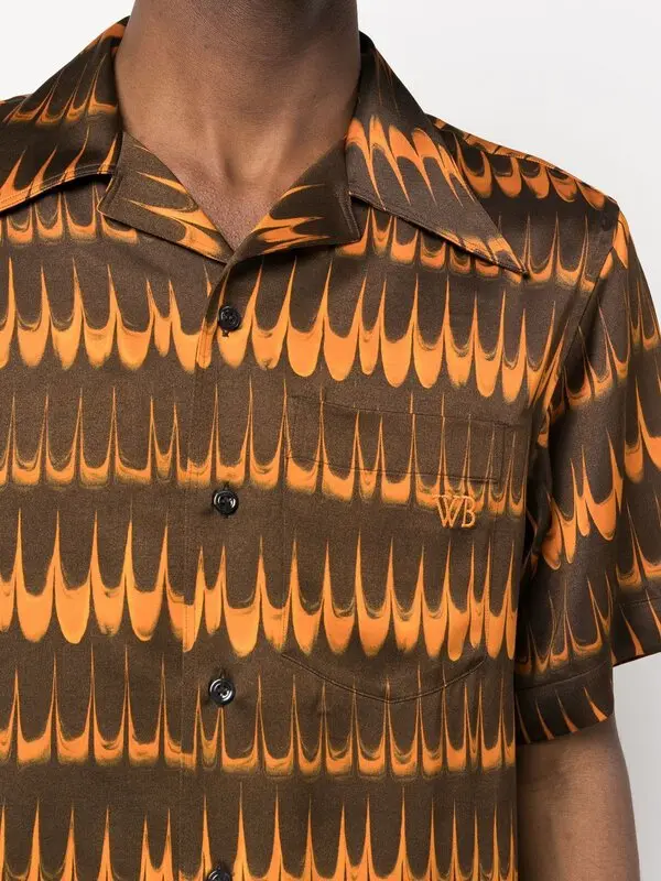 WALES BONNER Geometric-print Short-sleeve Shirt - Orange