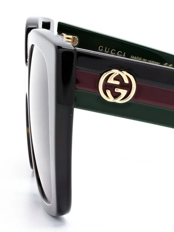 Gucci Web-detail Square-frame Sunglasses