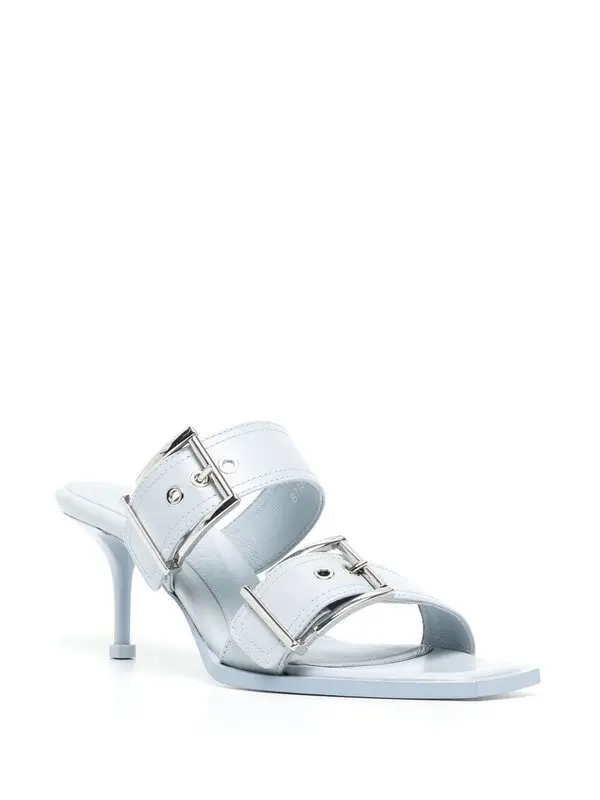 Alexander McQueen 75mm Buckled Leather Sandals - Blue