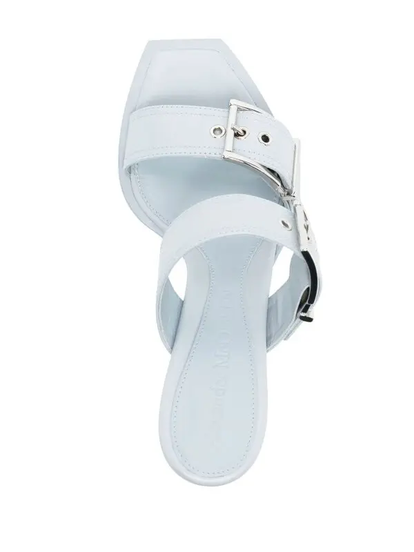 Alexander McQueen 75mm Buckled Leather Sandals - Blue