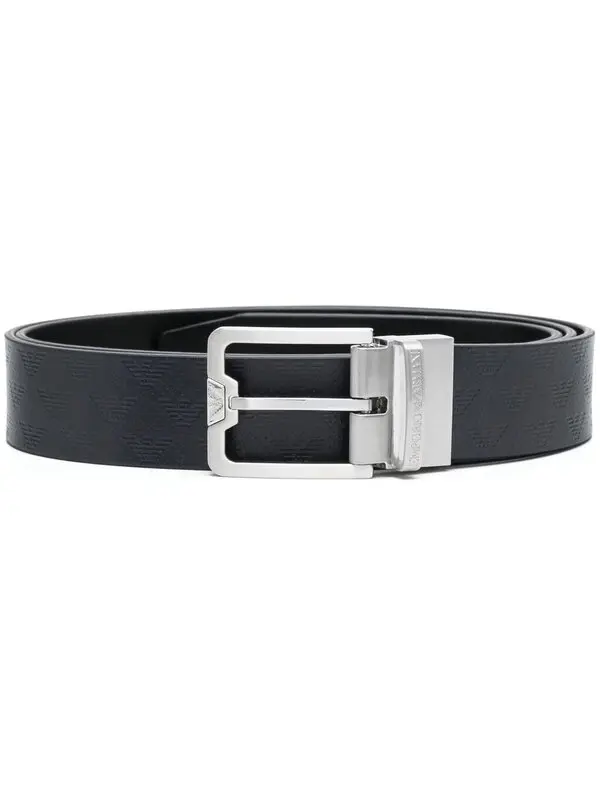 Emporio Armani Calf Leather Buckled Belt - Black