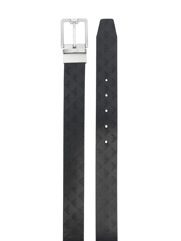 Emporio Armani Calf Leather Buckled Belt - Black