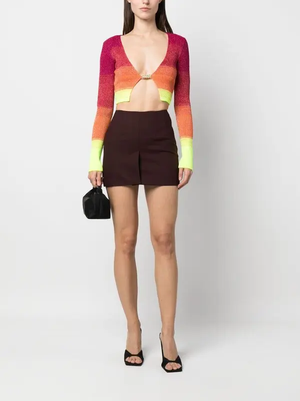 Gcds Degradé-effect Lurex Cropped Cardigan - Yellow