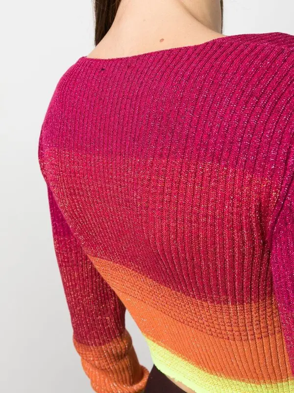 Gcds Degradé-effect Lurex Cropped Cardigan - Yellow