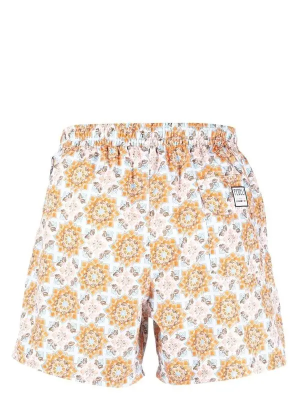 Fedeli Geometric-pattern Swim Shorts