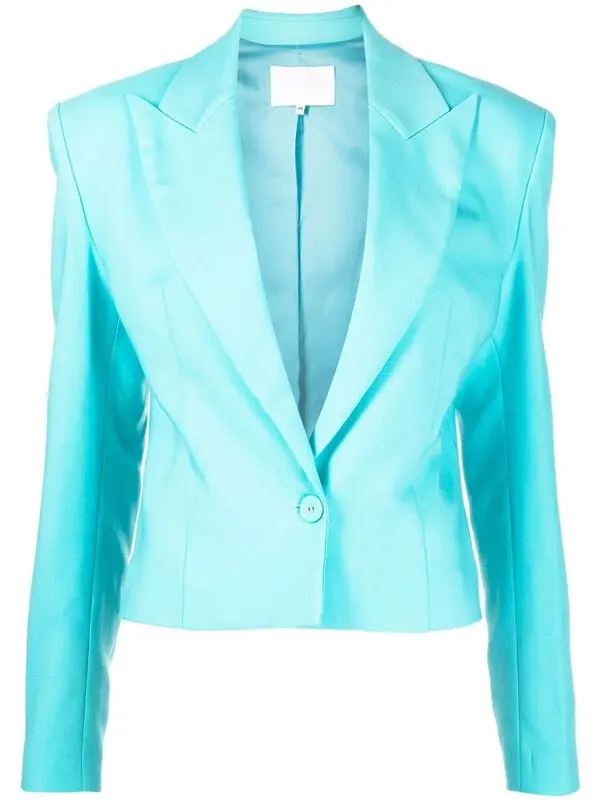 Costarellos Cropped Padded-shoulder Blouse - Blue