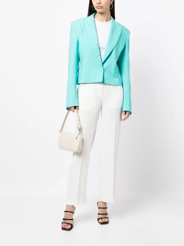 Costarellos Cropped Padded-shoulder Blouse - Blue