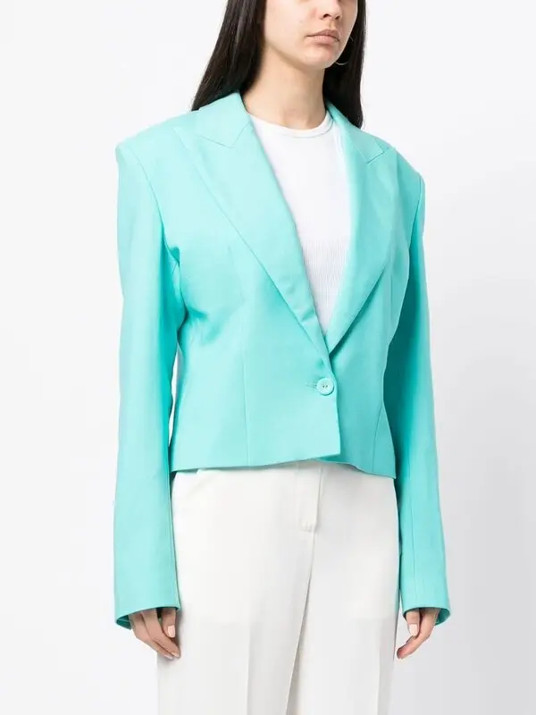 Costarellos Cropped Padded-shoulder Blouse - Blue