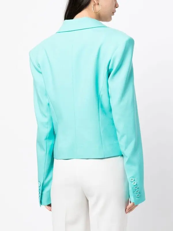 Costarellos Cropped Padded-shoulder Blouse - Blue