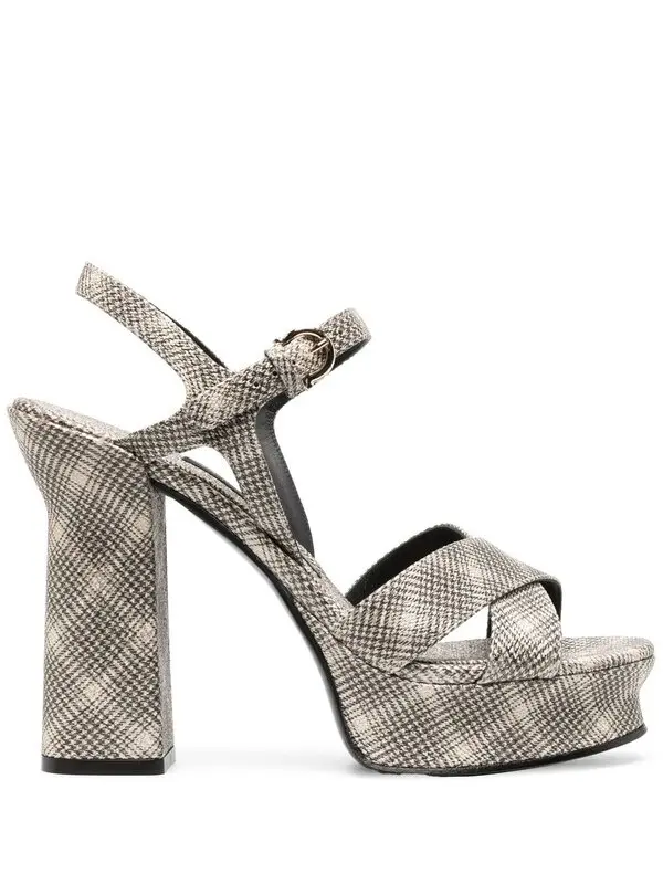 FERRAGAMO Sonya Checked 120mm Sandals - Neutrals