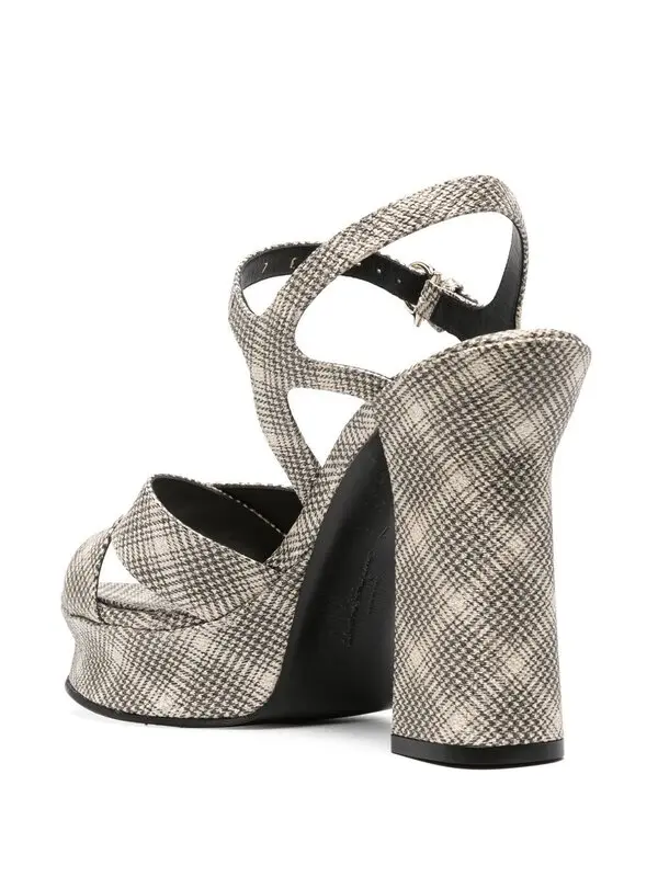 FERRAGAMO Sonya Checked Platform High Block Heel Sandals
