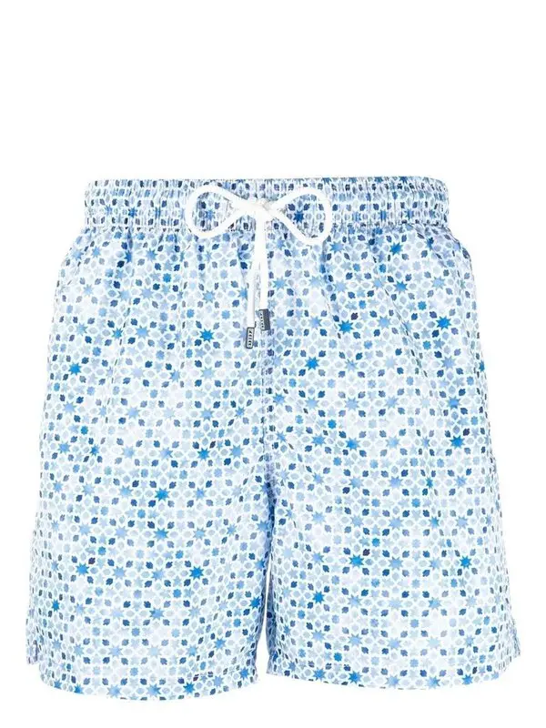 Fedeli Geometric-print Drawstring Swim Shorts