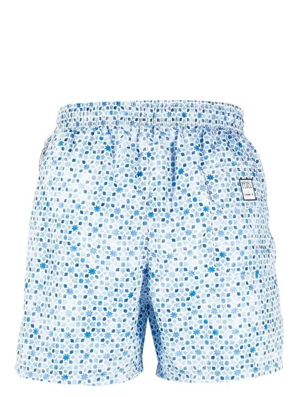 Fedeli Geometric-print Drawstring Swim Shorts
