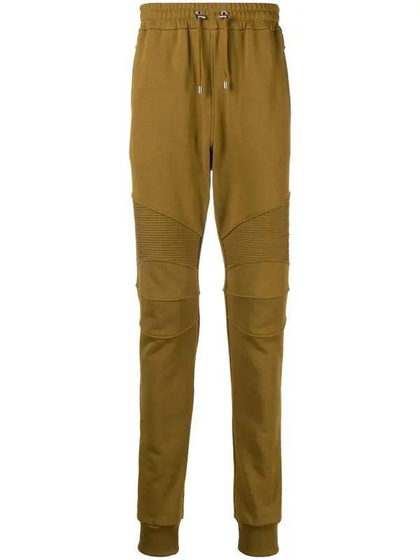 Balmain Flocked-logo Organic-cotton Track Trousers - Green