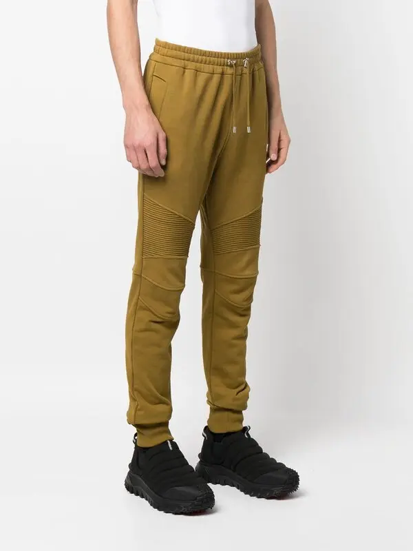 Balmain Flocked-logo Organic-cotton Track Trousers - Green