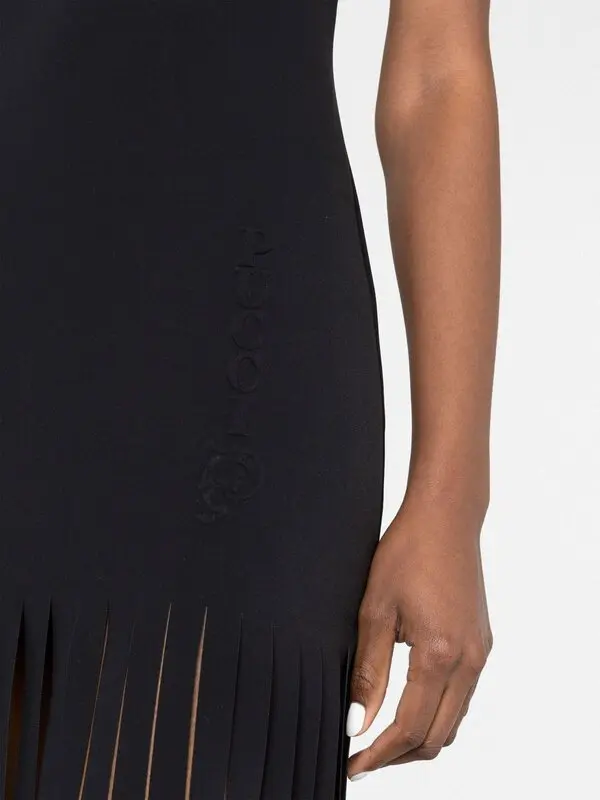 Emilio Pucci Sleeveless Round Neck Fringe Detail Maxi Dress