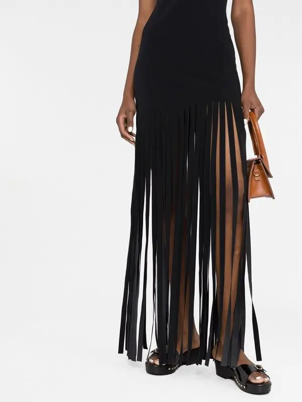 Emilio Pucci Sleeveless Round Neck Fringe Detail Maxi Dress