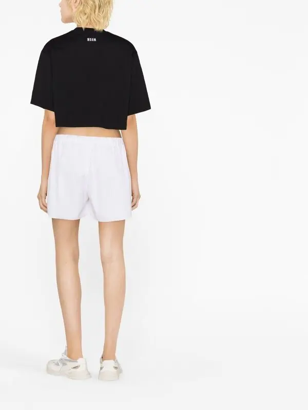 MSGM Graphic-print Cropped T-shirt - Black