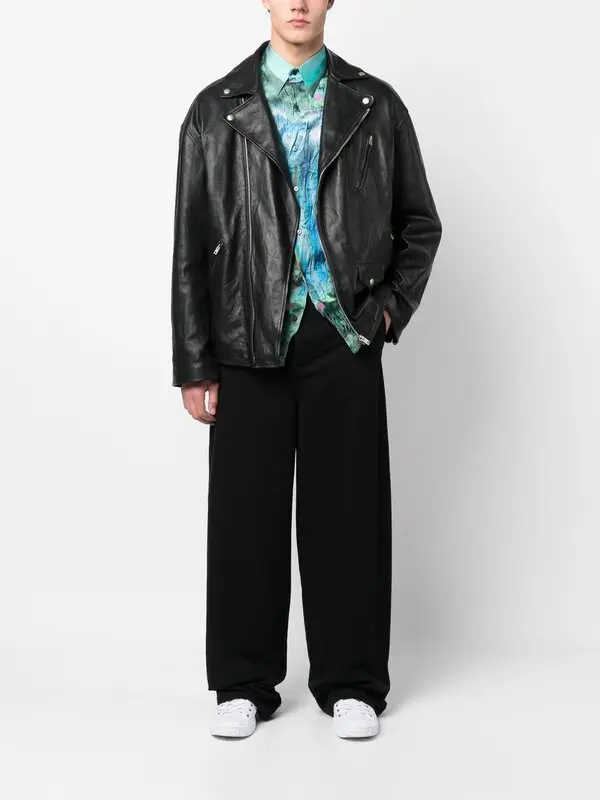Acne Studios Off-centre Zip Leather Biker Jacket