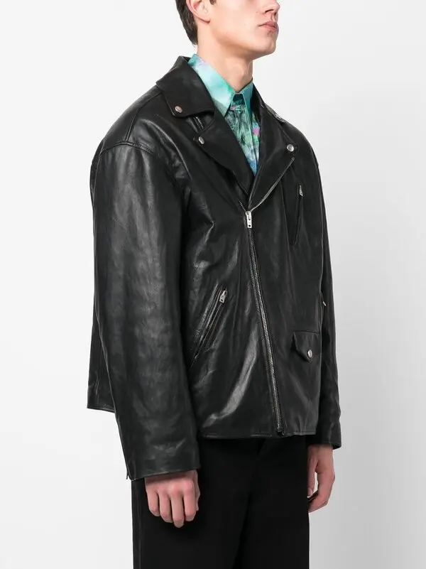 Acne Studios Off-centre Zip Leather Biker Jacket