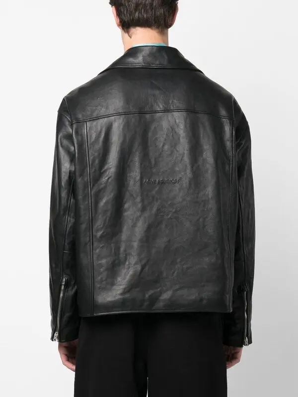 Acne Studios Off-centre Zip Leather Biker Jacket