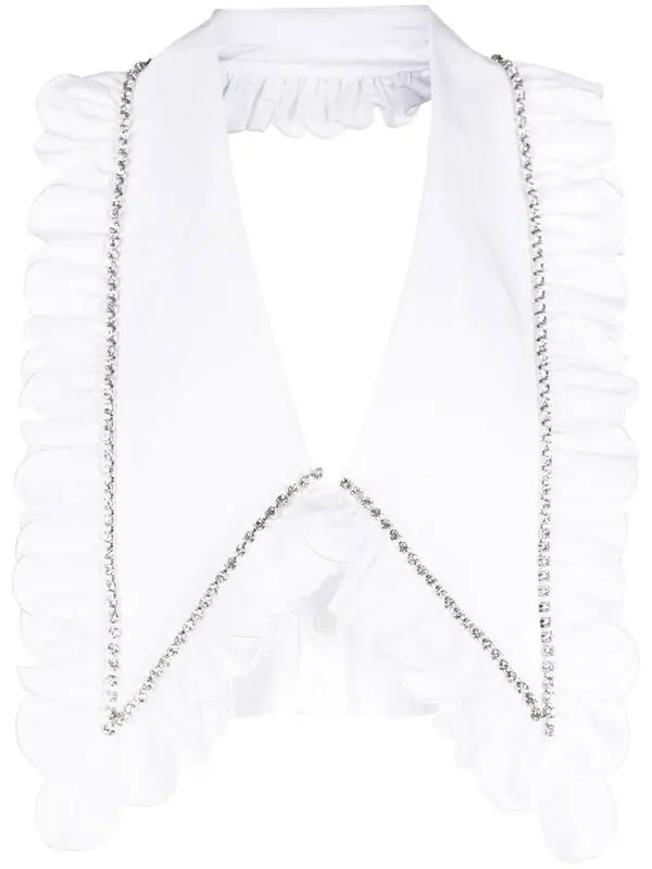 AREA Crystal-embellished Top - White