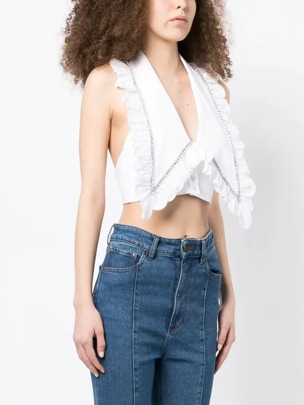 AREA Crystal-embellished Top