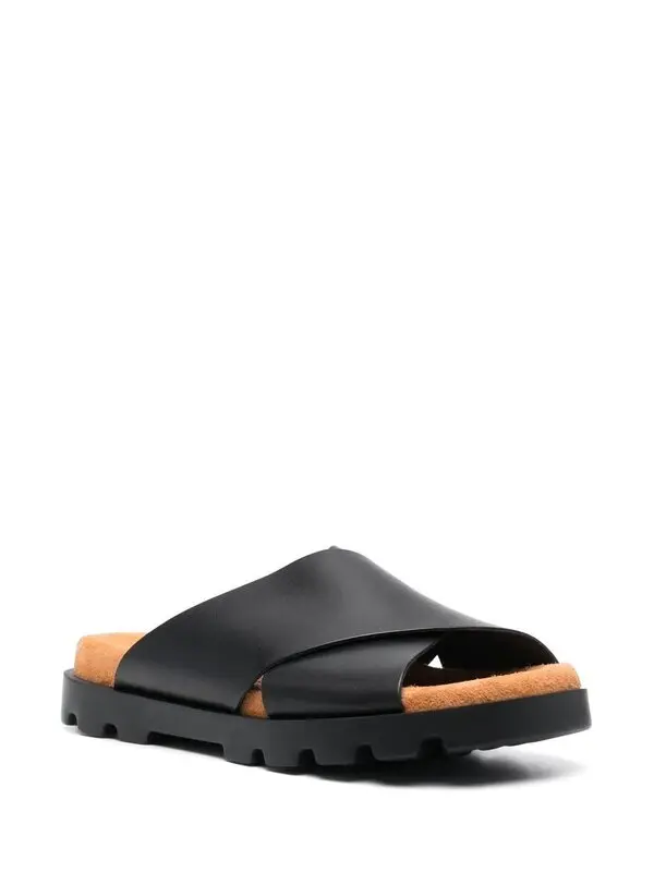 Camper Brutus Cross Strap Sandals - Black