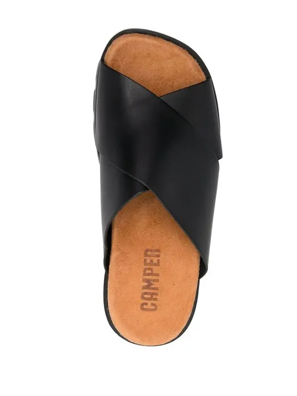 Camper Brutus Cross Strap Sandals - Black