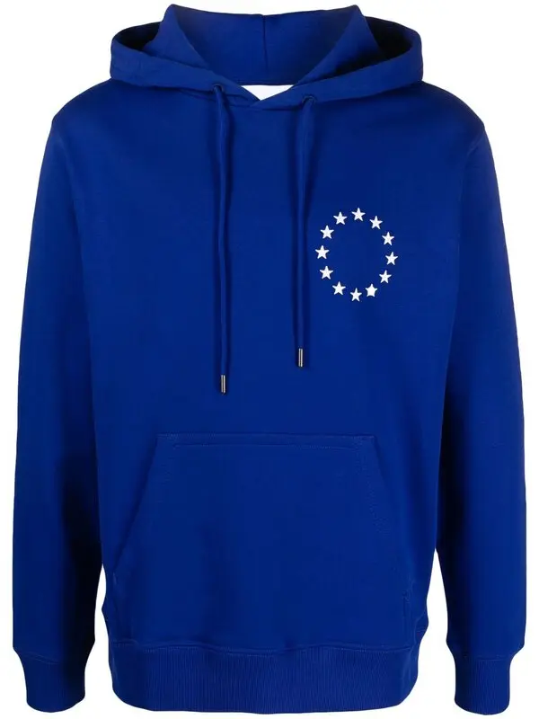 Études Studio Europa-print Organic Cotton Hoodie - Blue