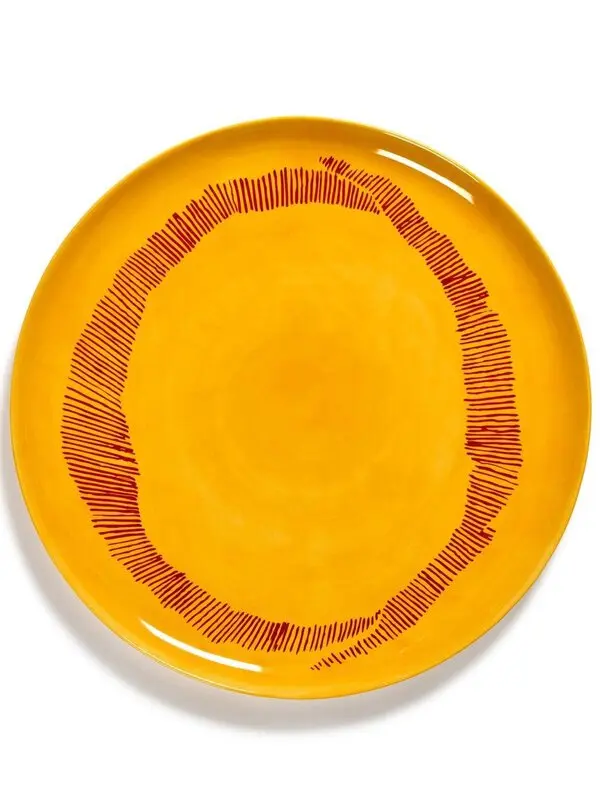 SERAX X Feast Swirly Stripe Ceramic Plate - Yellow
